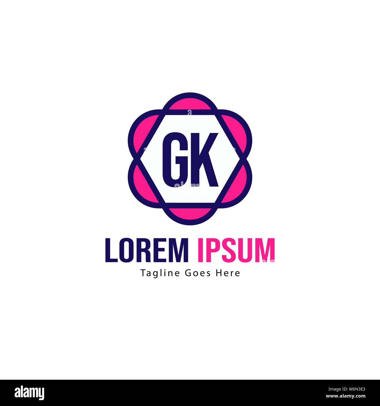 Initial GK logo template with modern frame. Minimalist GK letter logo ...