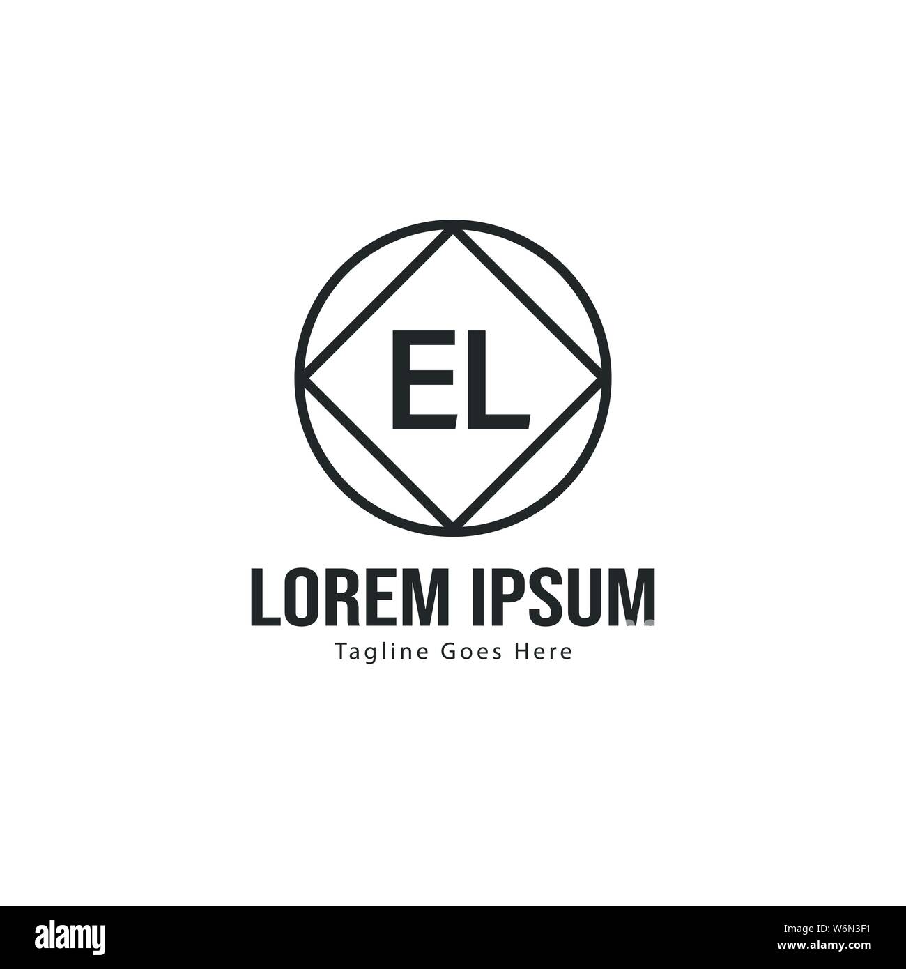 Initial EL logo template with modern frame. Minimalist EL letter logo ...