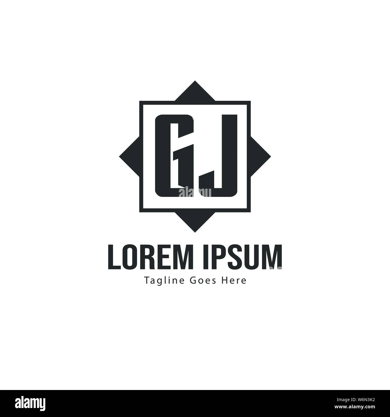 Initial GJ logo template with modern frame. Minimalist GJ letter logo ...