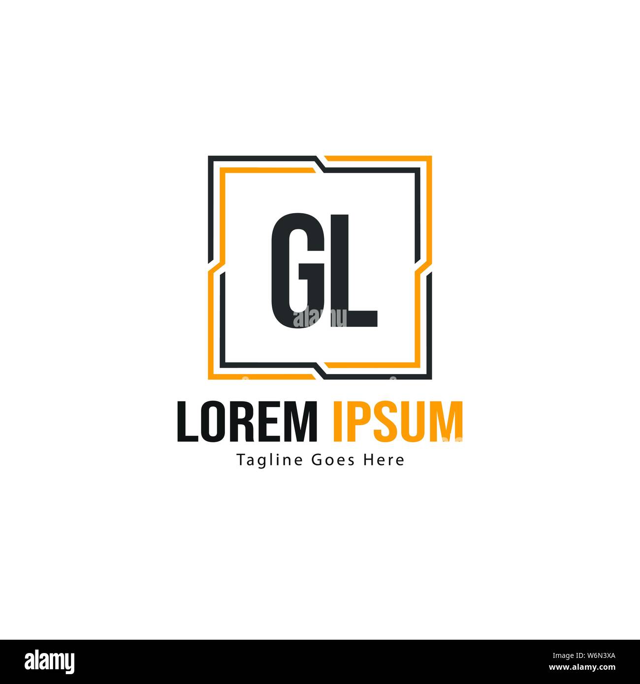 Initial GL logo template with modern frame. Minimalist GL letter logo ...