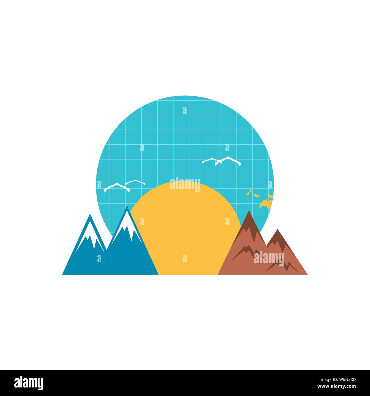 sun with mountains scene nature vector illustration design Stock Vector ...