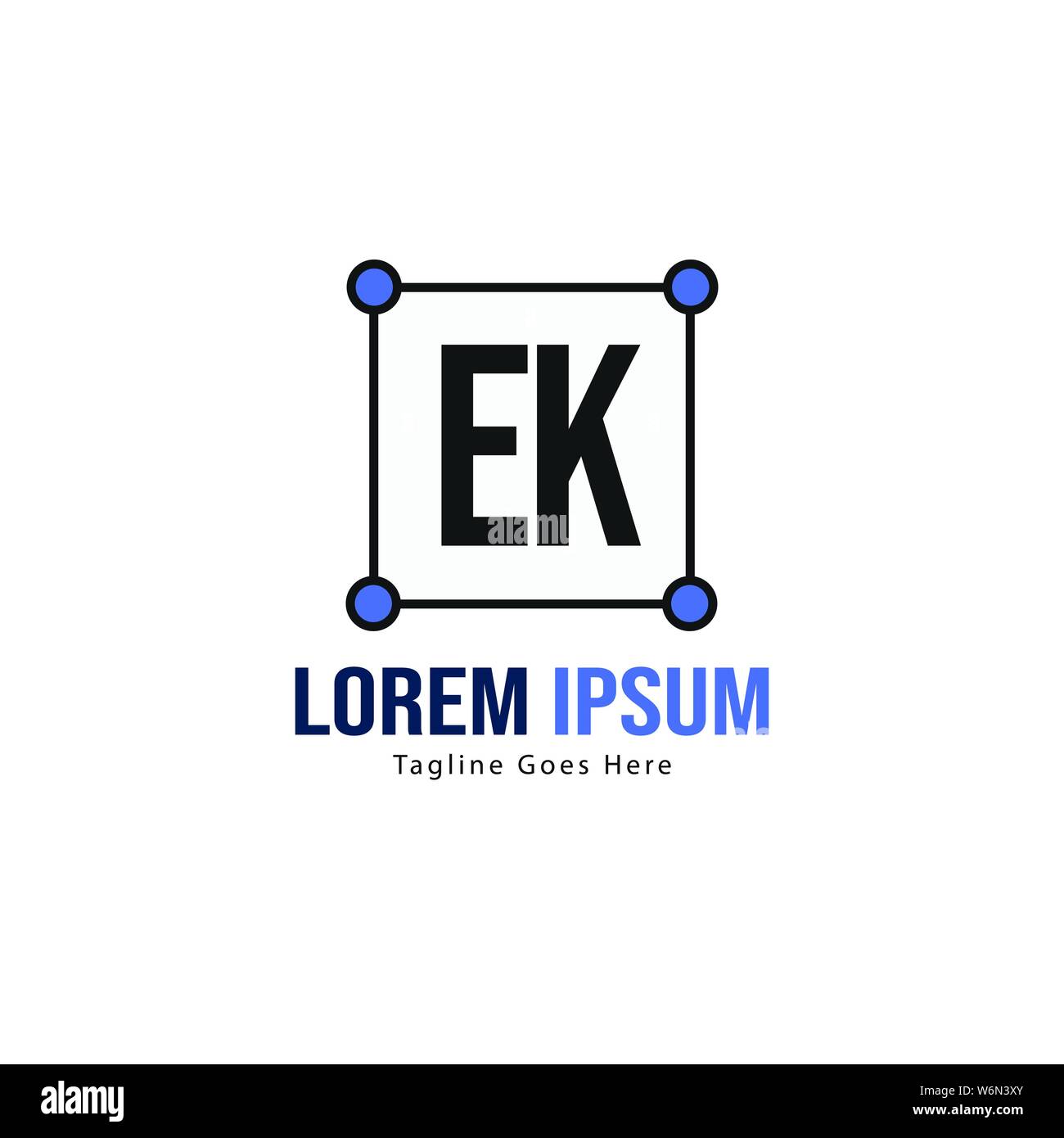 Initial EK logo template with modern frame. Minimalist EK letter logo ...