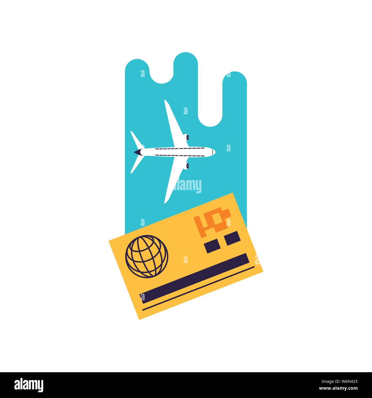 airplane flying with credit card vector illustration design Stock ...