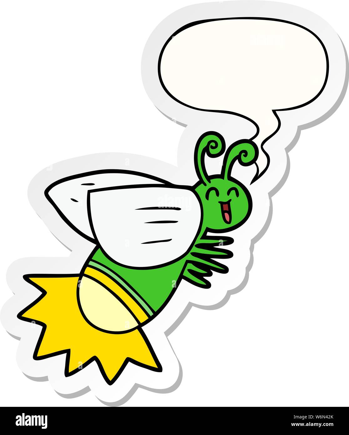 cartoon glow bug with speech bubble sticker Stock Vector Image & Art ...