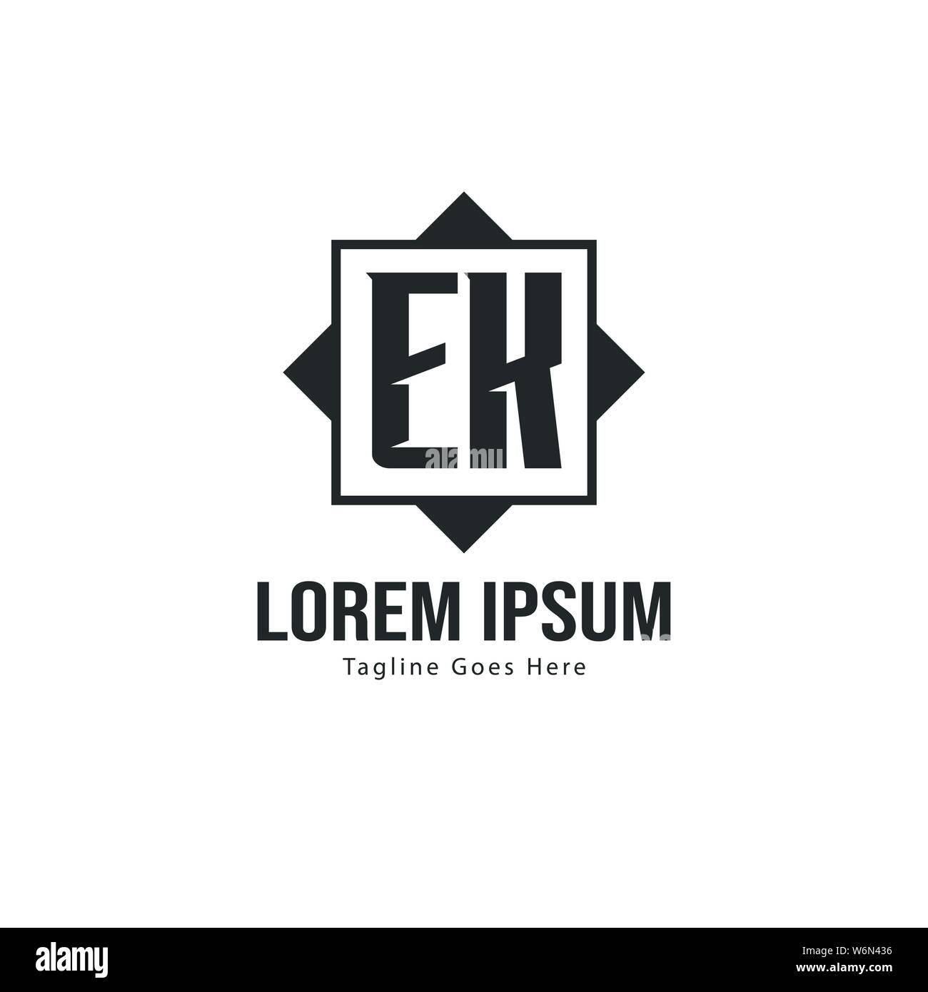 Initial EK logo template with modern frame. Minimalist EK letter logo ...