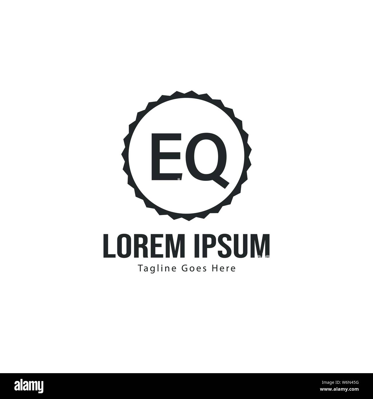 Initial EQ logo template with modern frame. Minimalist EQ letter logo ...