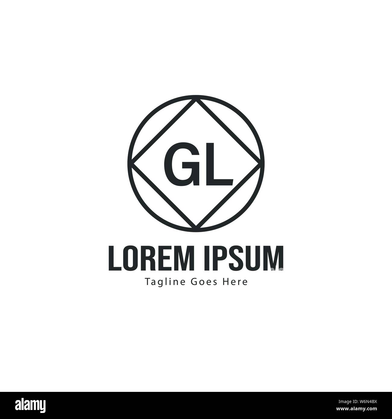 Initial GL logo template with modern frame. Minimalist GL letter logo ...