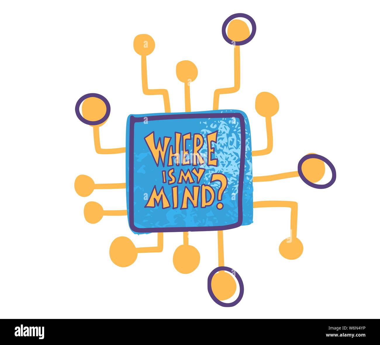 Where is my mind quote with decoration. Poster template with lettering ...