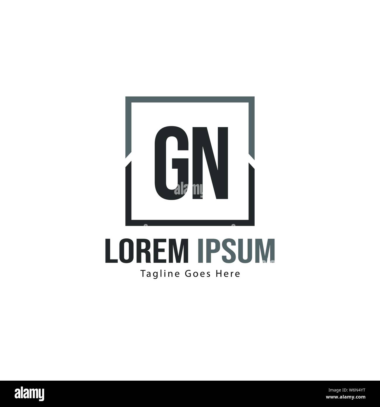 Initial GN logo template with modern frame. Minimalist GN letter logo ...