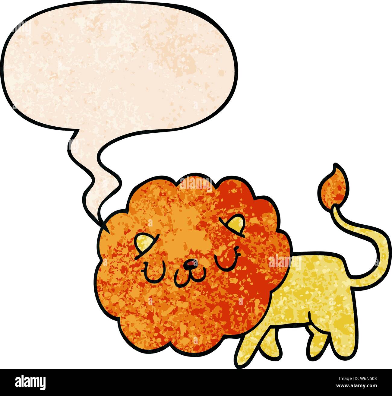 cartoon lion with speech bubble in retro texture style Stock Vector ...