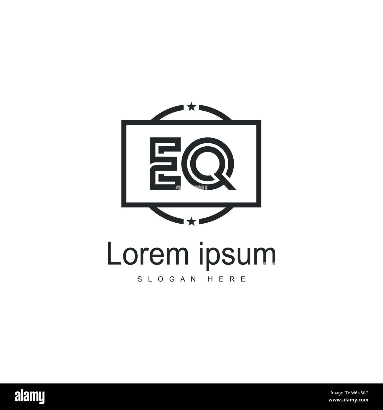 Initial EQ logo template with modern frame. Minimalist EQ letter logo ...