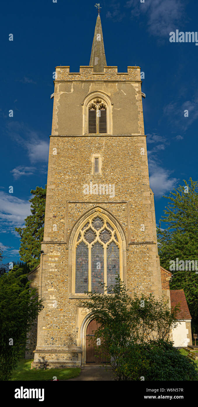 Front View Of Church And Spire Stock Photo Alamy