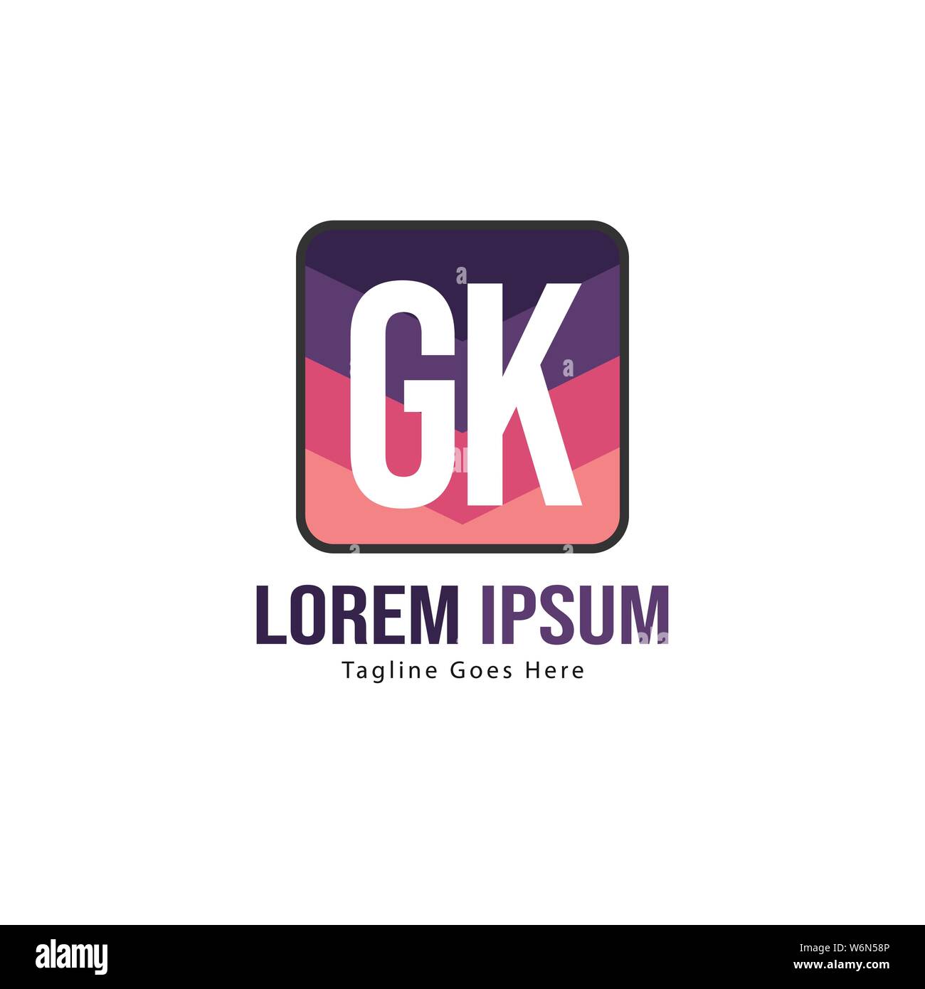 Initial GK logo template with modern frame. Minimalist GK letter logo ...