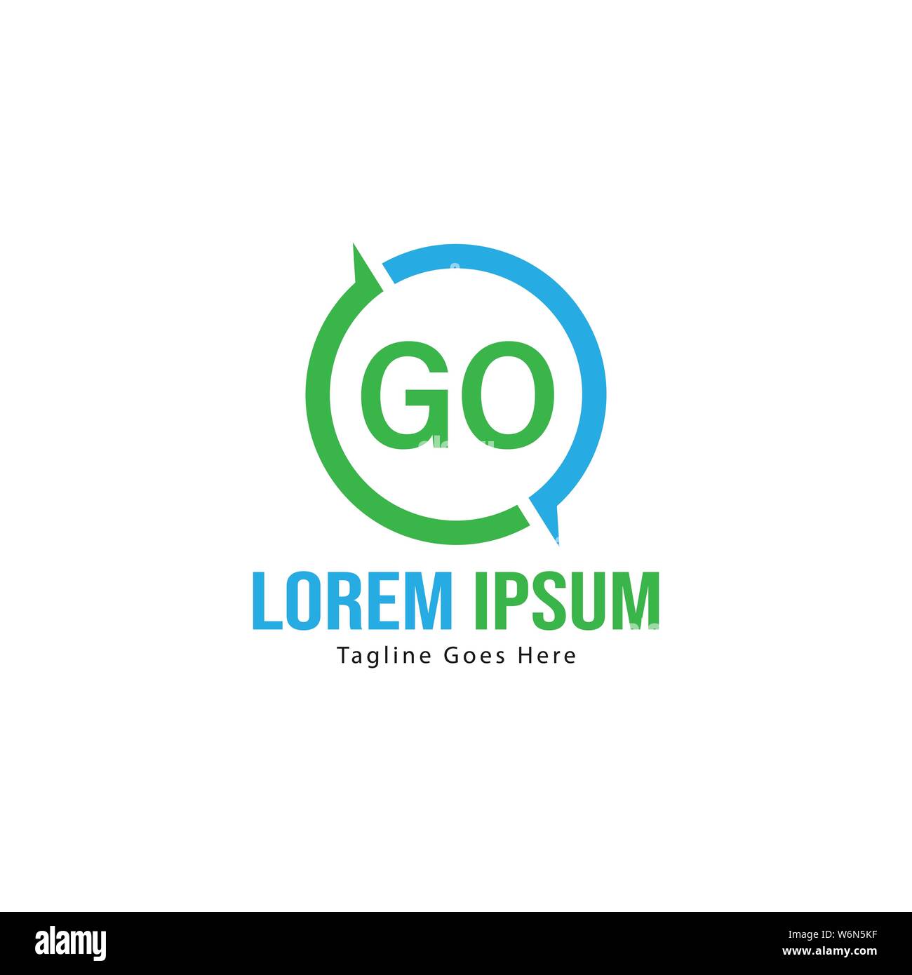 Initial GO logo template with modern frame. Minimalist GO letter logo ...