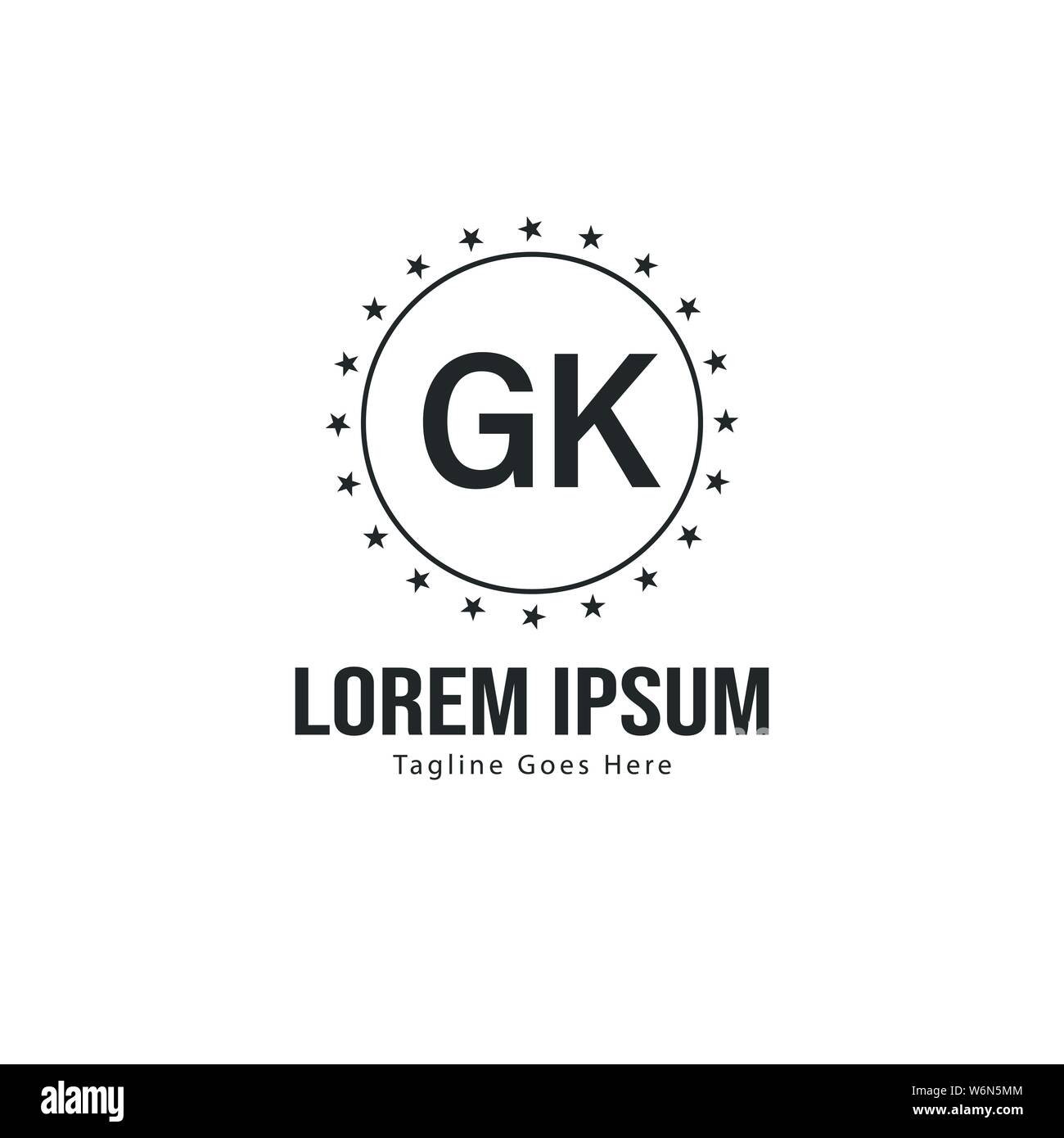 Initial GK logo template with modern frame. Minimalist GK letter logo ...