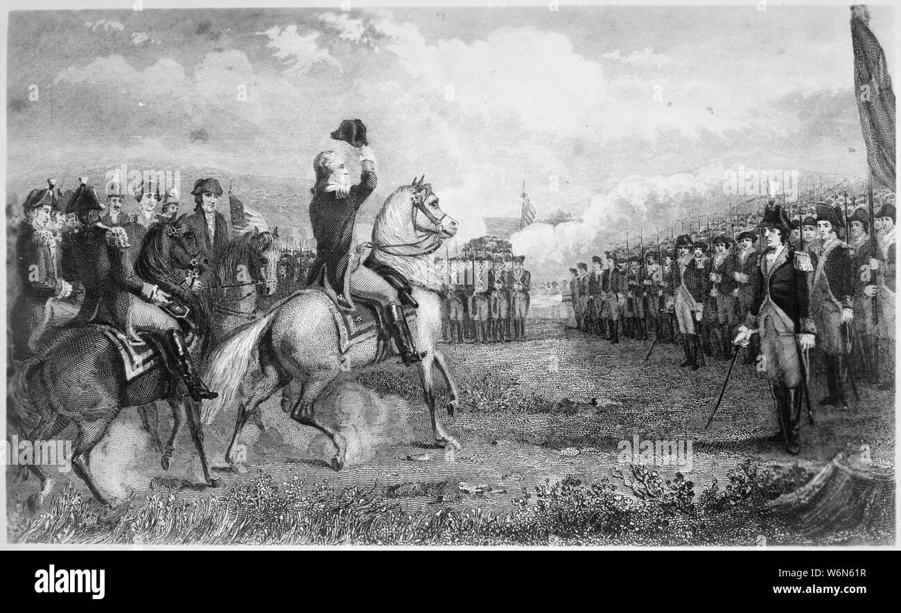 Washington taking command of the american army at cambridge hi-res ...