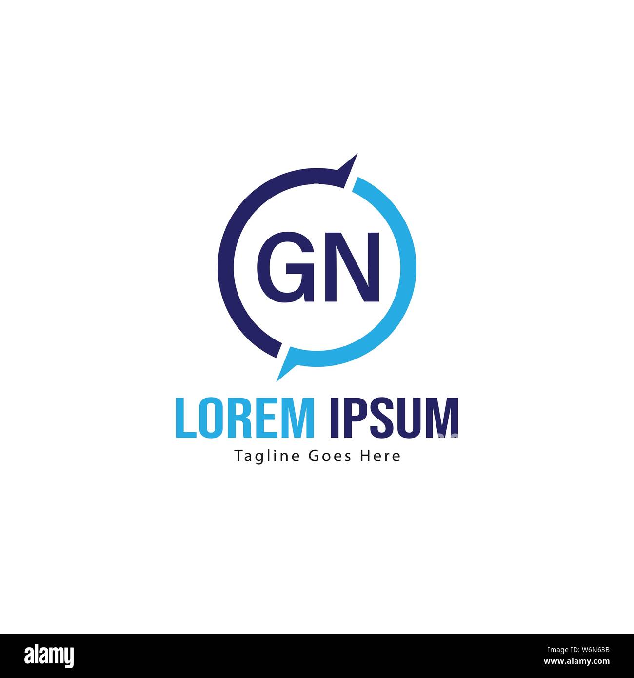 Initial GN logo template with modern frame. Minimalist GN letter logo ...