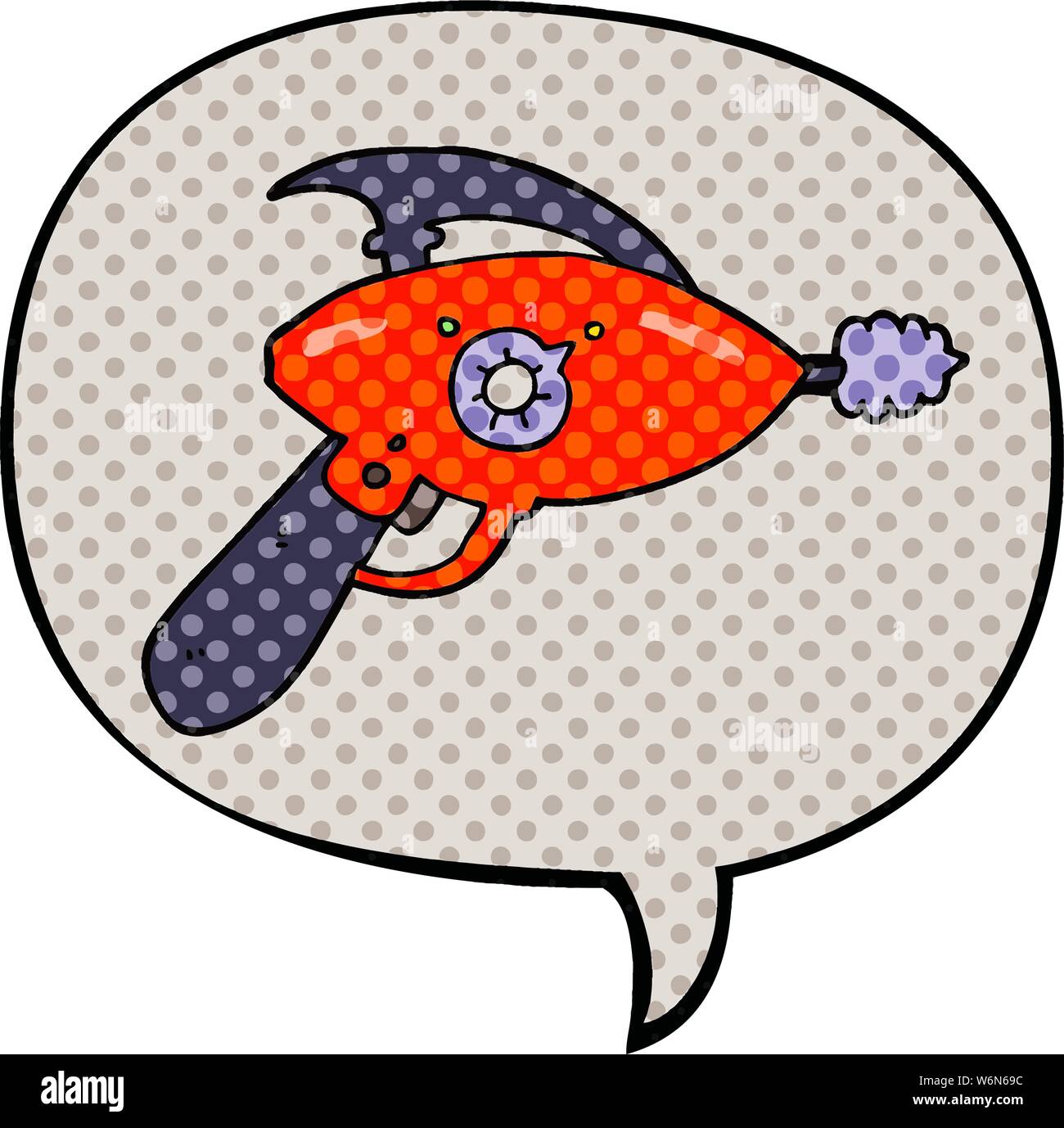 cartoon ray gun with speech bubble in comic book style Stock Vector ...