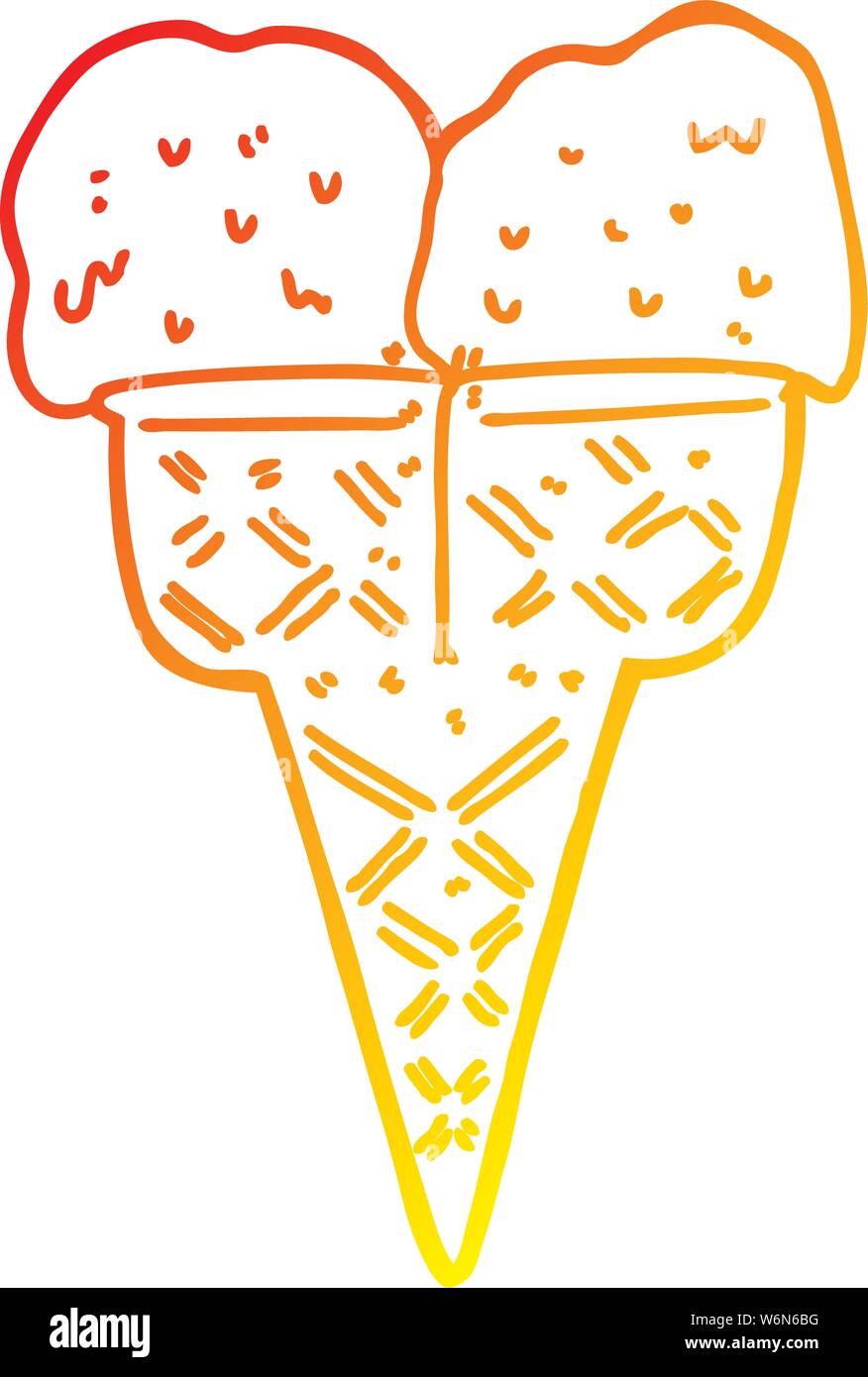 warm gradient line drawing of a cartoon ice cream Stock Vector Image ...