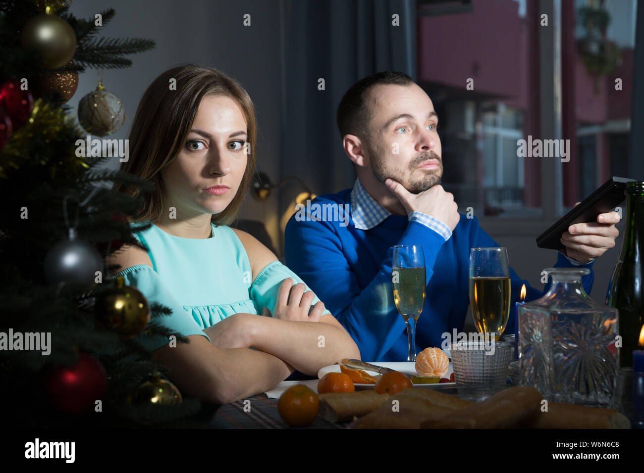 Woman bored christmas dinner hi-res stock photography and images - Alamy