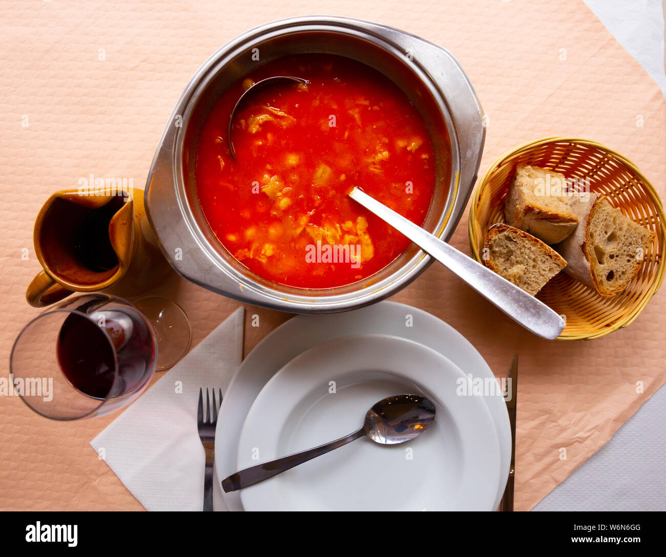 Spanish food callos with chickpeas, pepper and beef tripe, served in ...