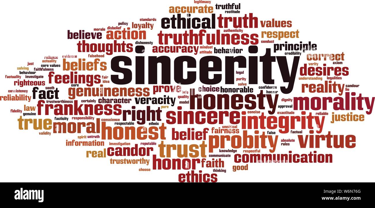 Sincerity word cloud concept. Collage made of words about sincerity ...