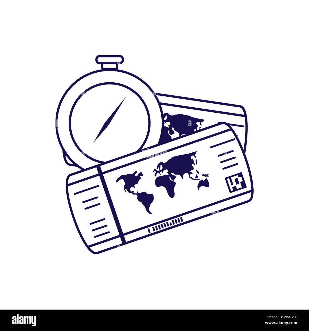 compass guide device with ticket travel vector illustration design ...