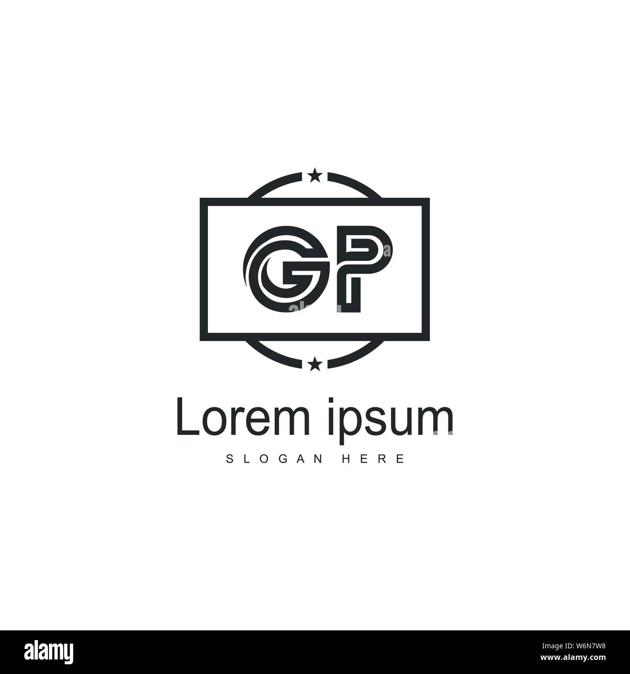 Initial GP logo template with modern frame. Minimalist GP letter logo ...