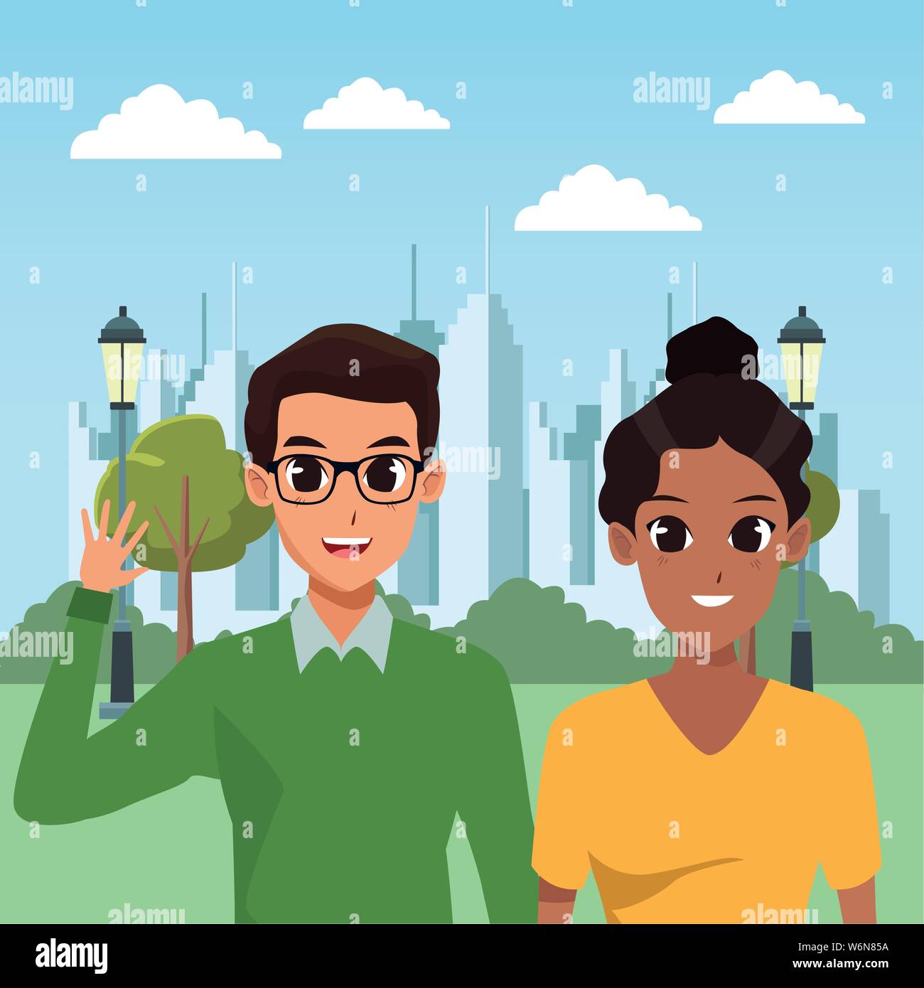 Young woman smiling boyfriend Stock Vector Images - Alamy