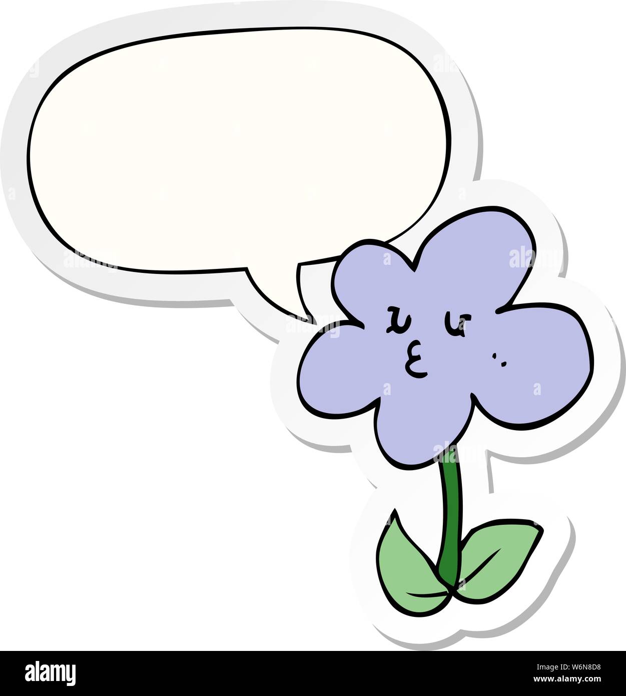 cartoon flower with speech bubble sticker Stock Vector Image & Art - Alamy