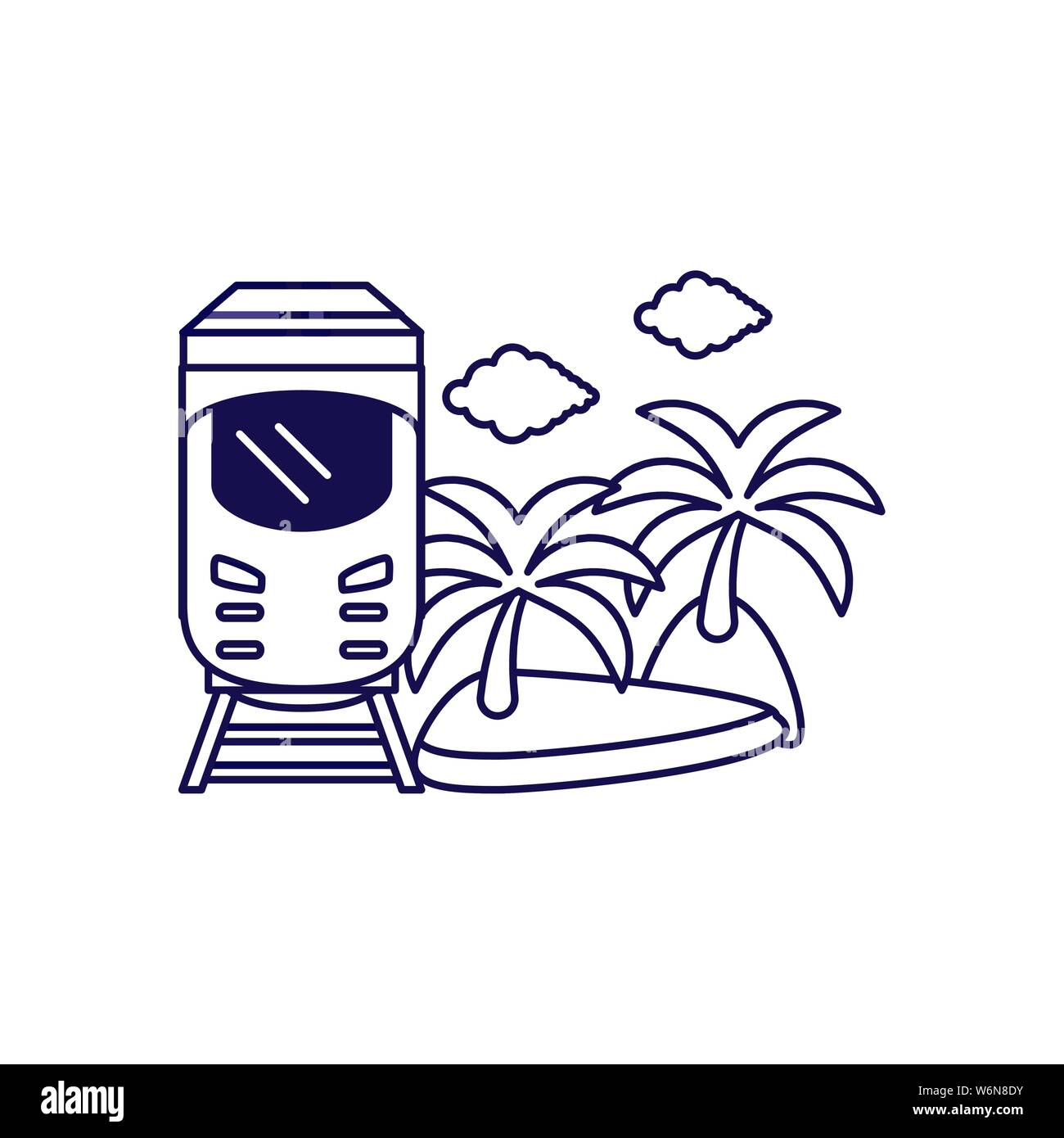 island beach with train transportation vector illustration design Stock ...