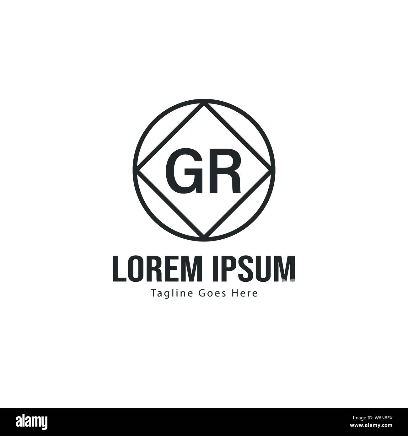 Initial GR logo template with modern frame. Minimalist GR letter logo ...