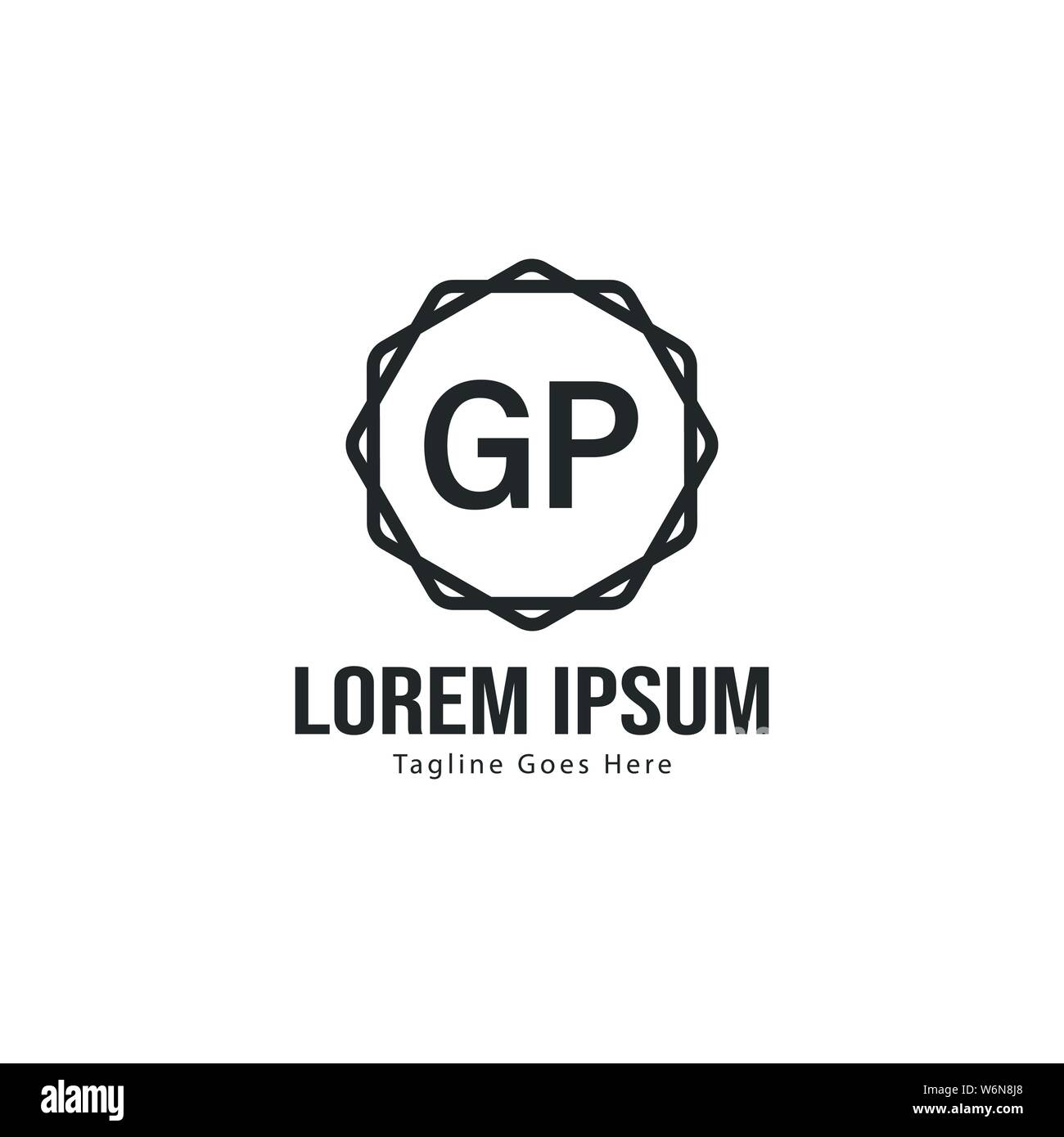 Initial GP logo template with modern frame. Minimalist GP letter logo ...