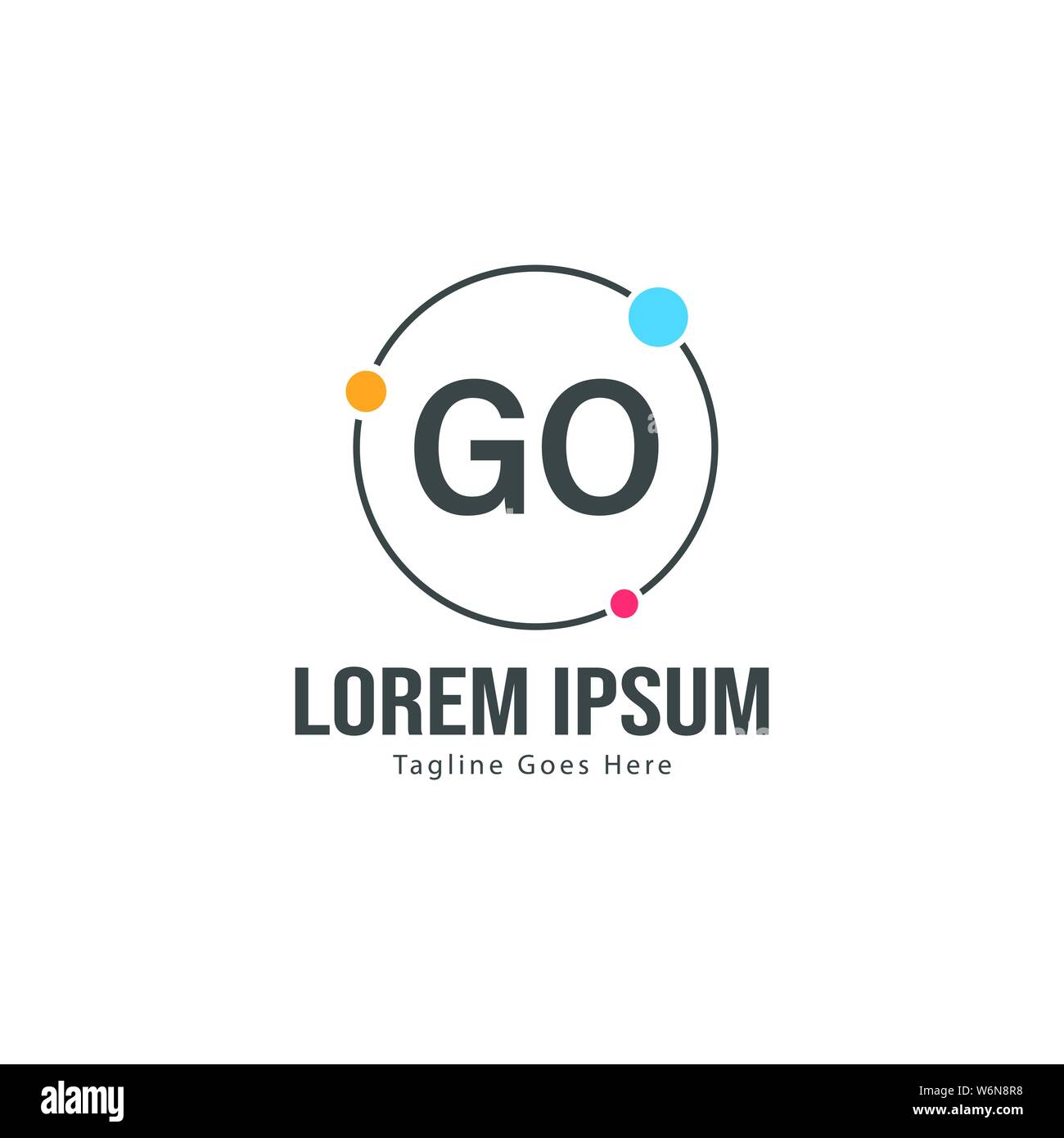 Initial GO logo template with modern frame. Minimalist GO letter logo ...