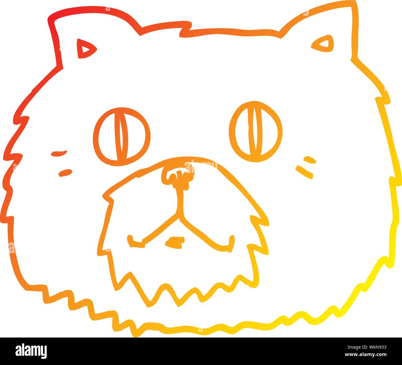 warm gradient line drawing of a cartoon cat face Stock Vector Image ...