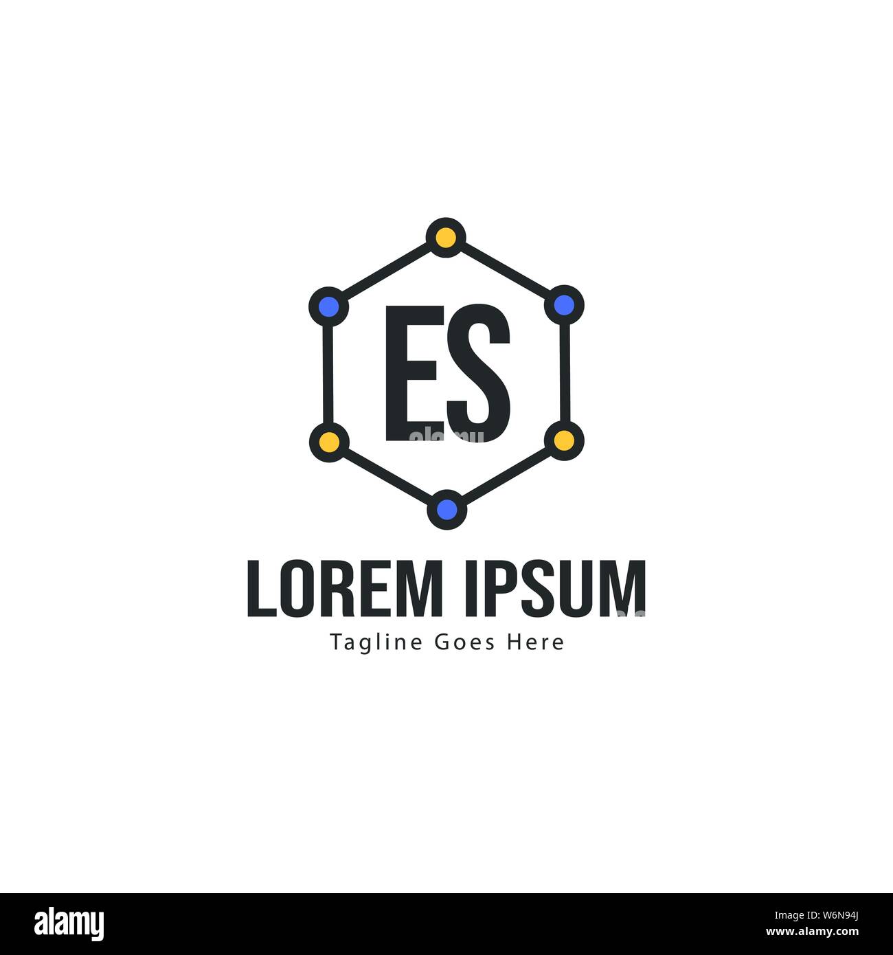 Initial ES logo template with modern frame. Minimalist ES letter logo ...