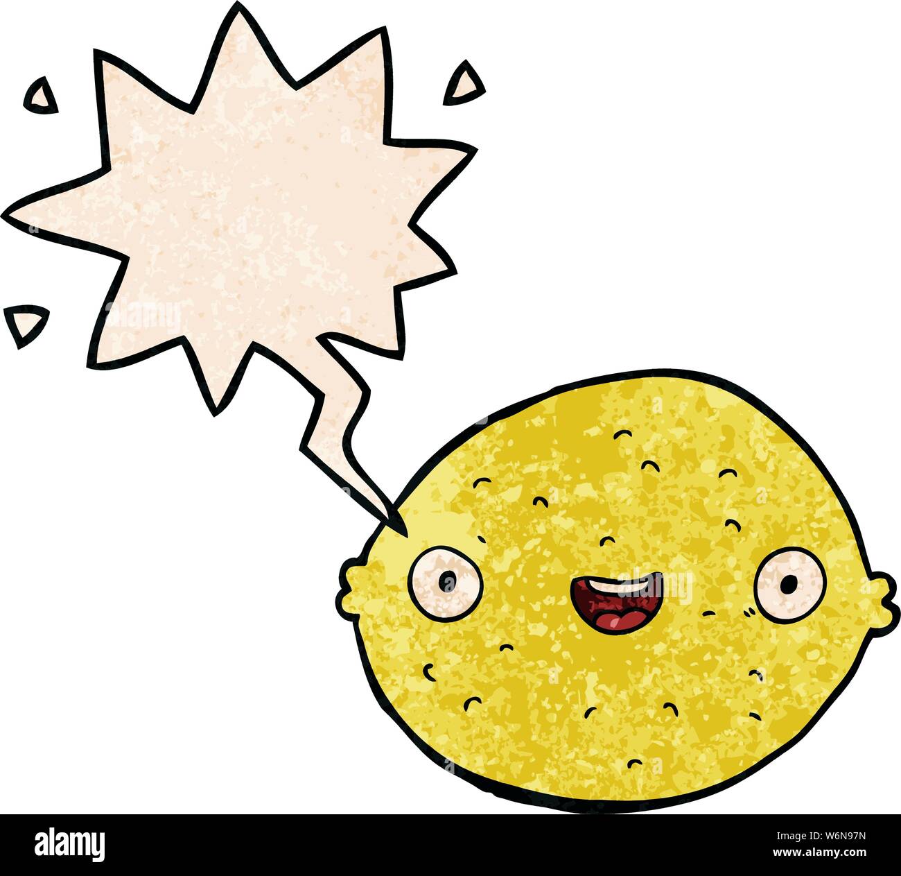 cartoon lemon with speech bubble in retro texture style Stock Vector ...