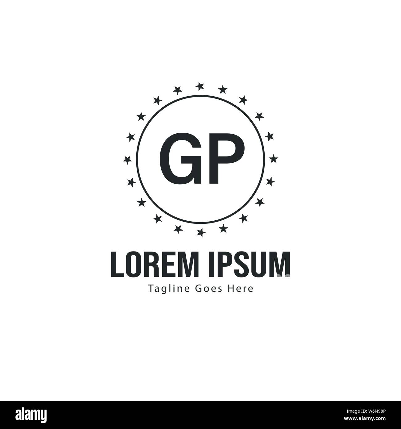 Initial GP logo template with modern frame. Minimalist GP letter logo ...
