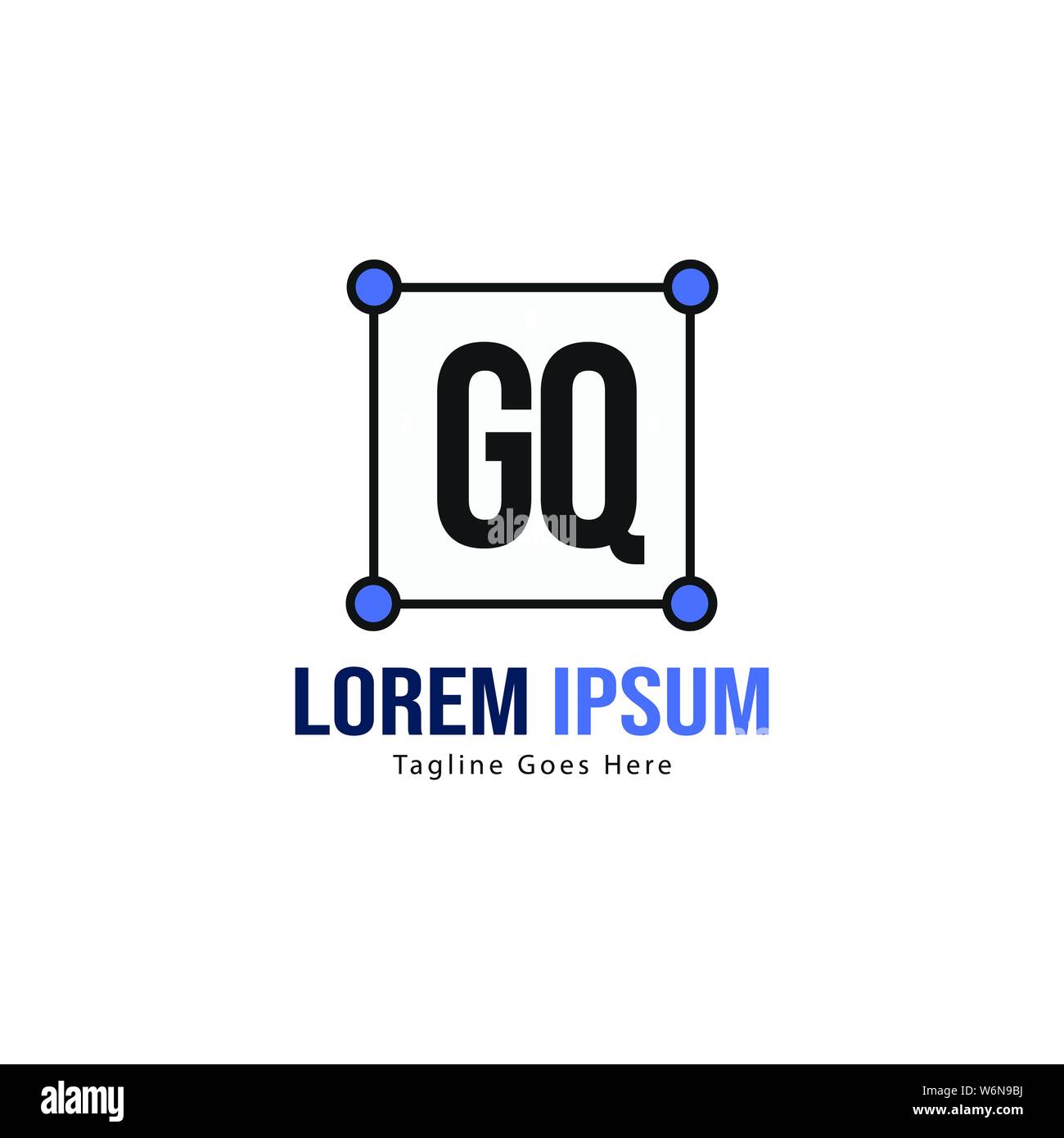 Initial GQ logo template with modern frame. Minimalist GQ letter logo ...