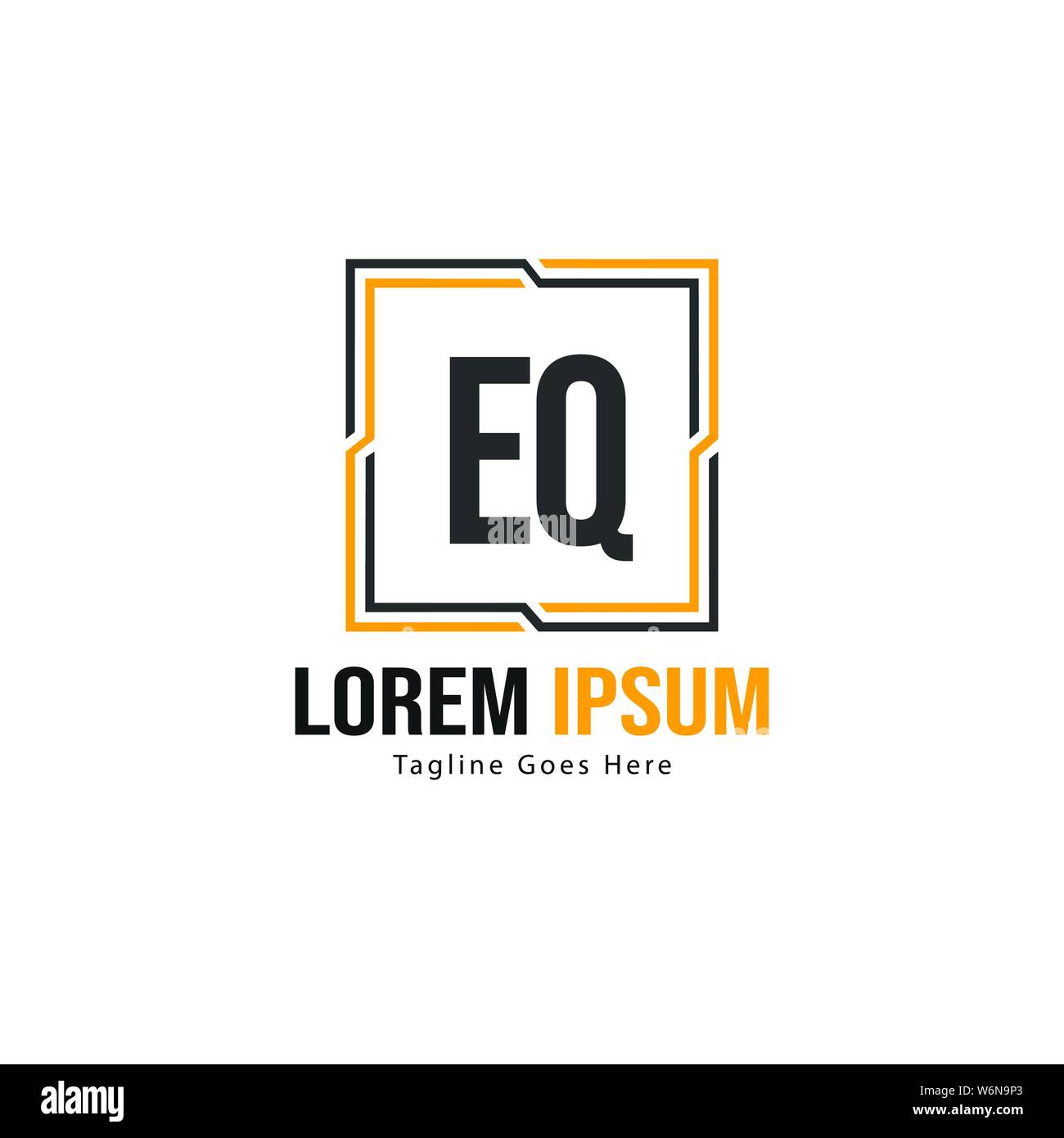 Initial EQ logo template with modern frame. Minimalist EQ letter logo ...