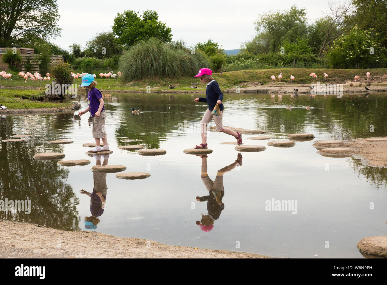 Child on step stone / children / kids / kids play on stepping stones ...