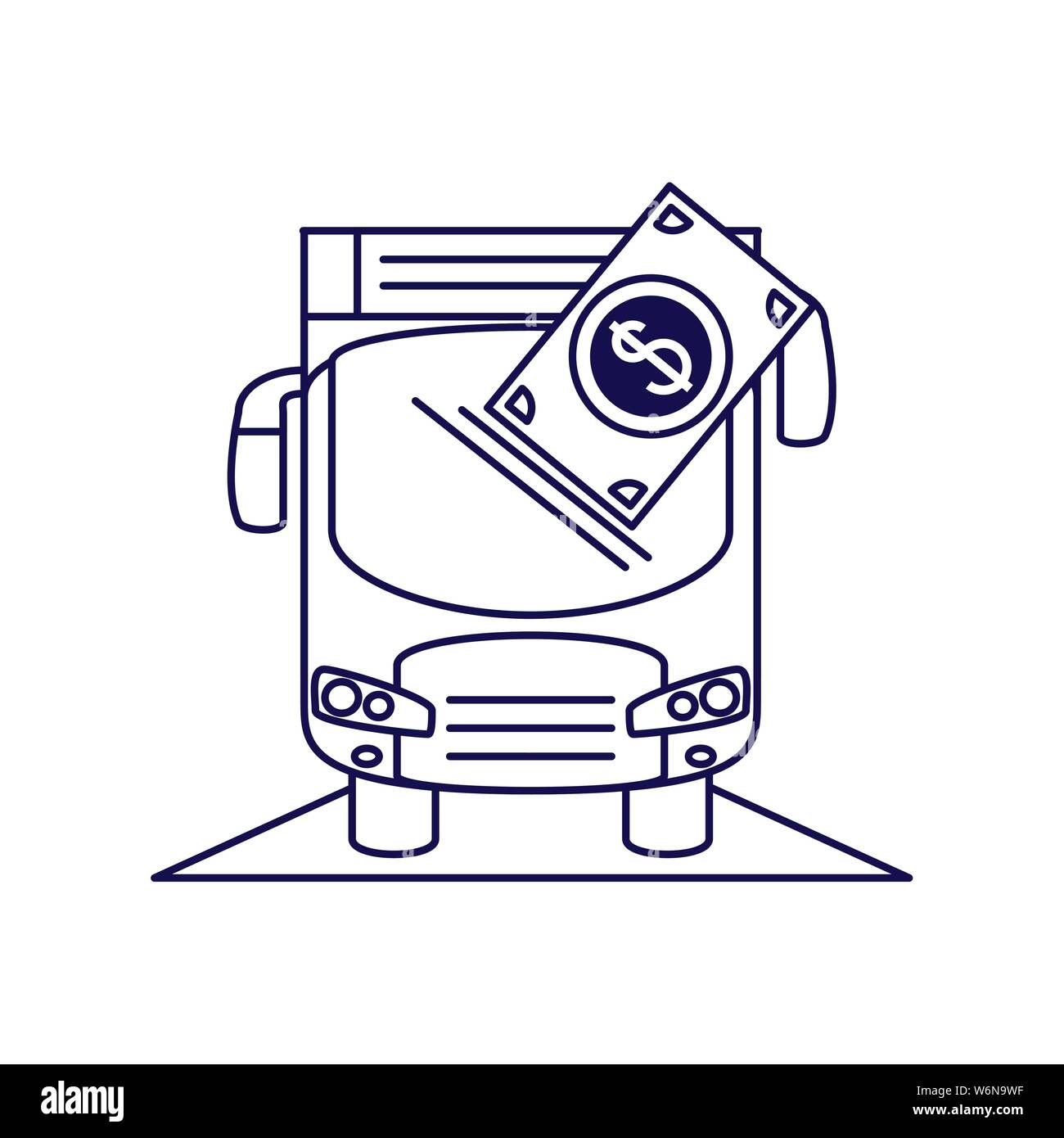 bus transport vehicle with bill dollar vector illustration design Stock ...