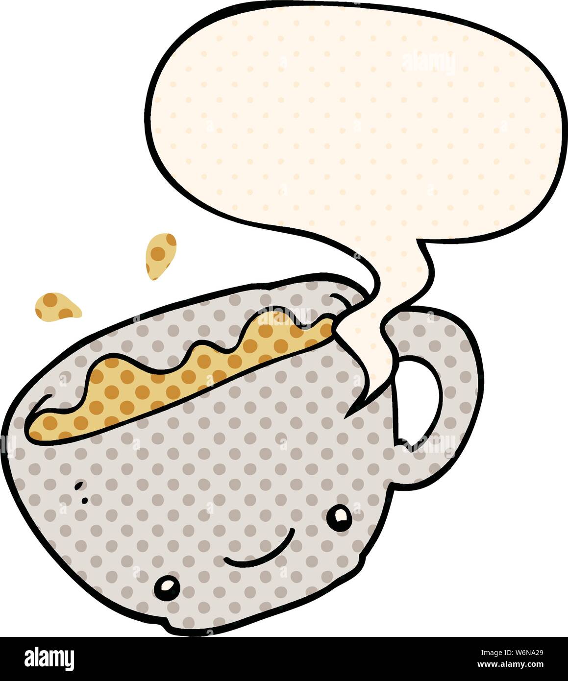 cartoon cup of coffee with speech bubble in comic book style Stock ...