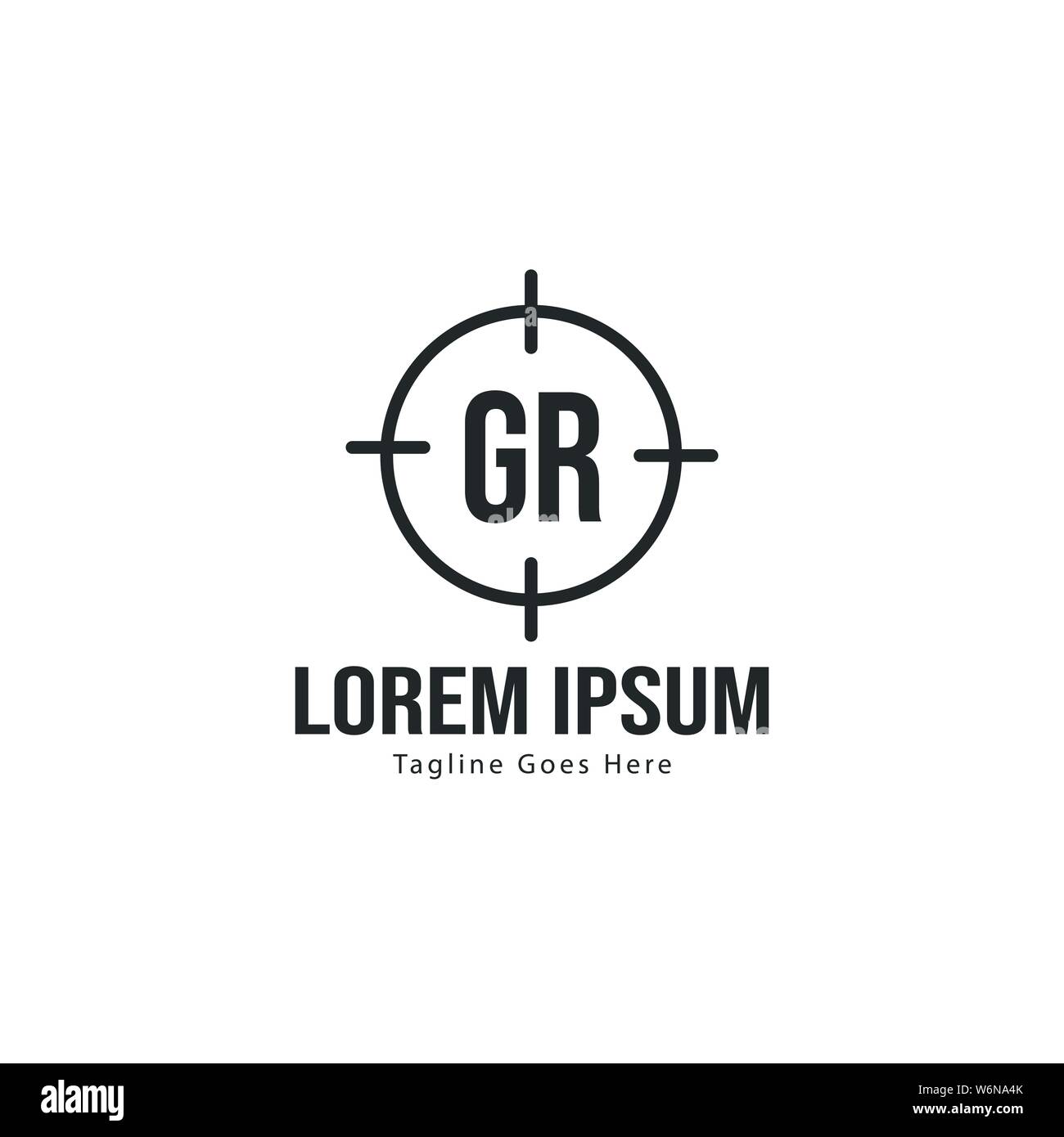 Initial GR logo template with modern frame. Minimalist GR letter logo ...