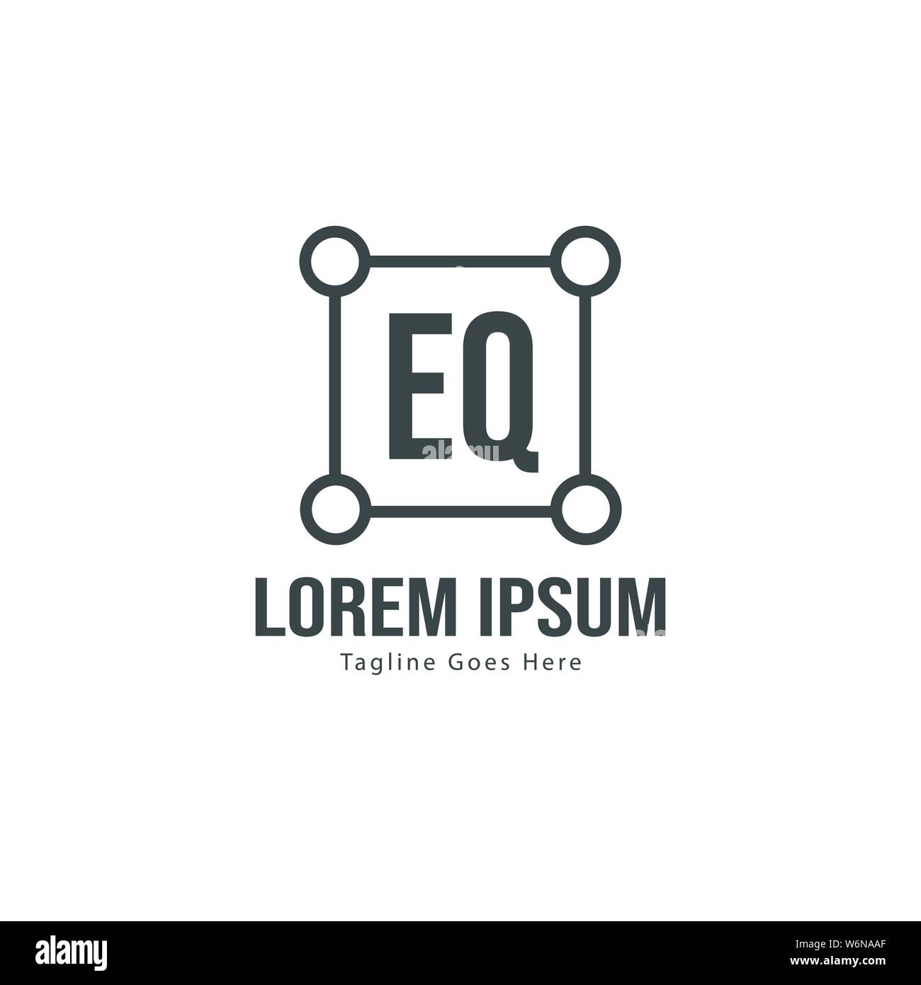 Initial EQ logo template with modern frame. Minimalist EQ letter logo ...
