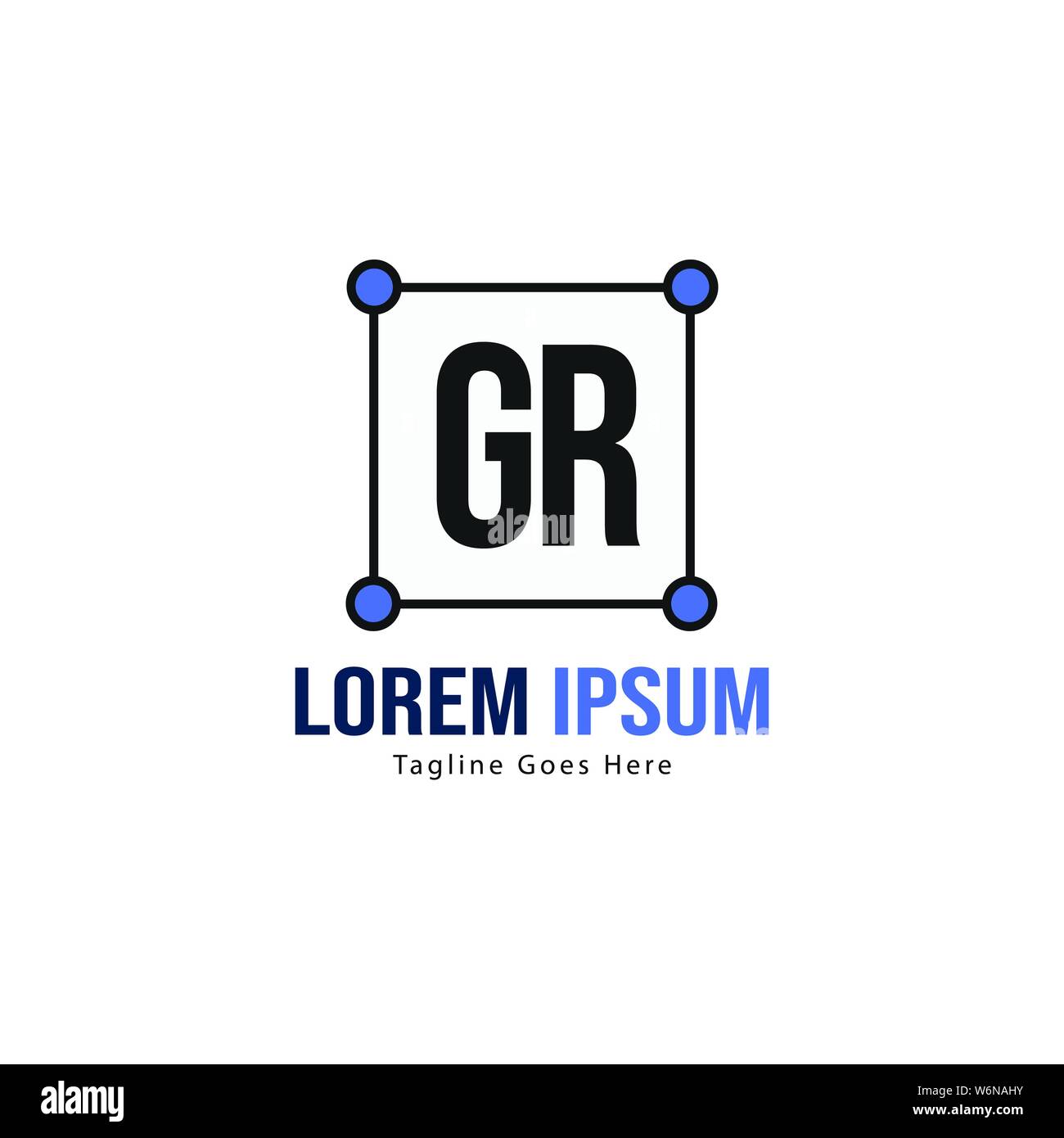Initial GR logo template with modern frame. Minimalist GR letter logo ...
