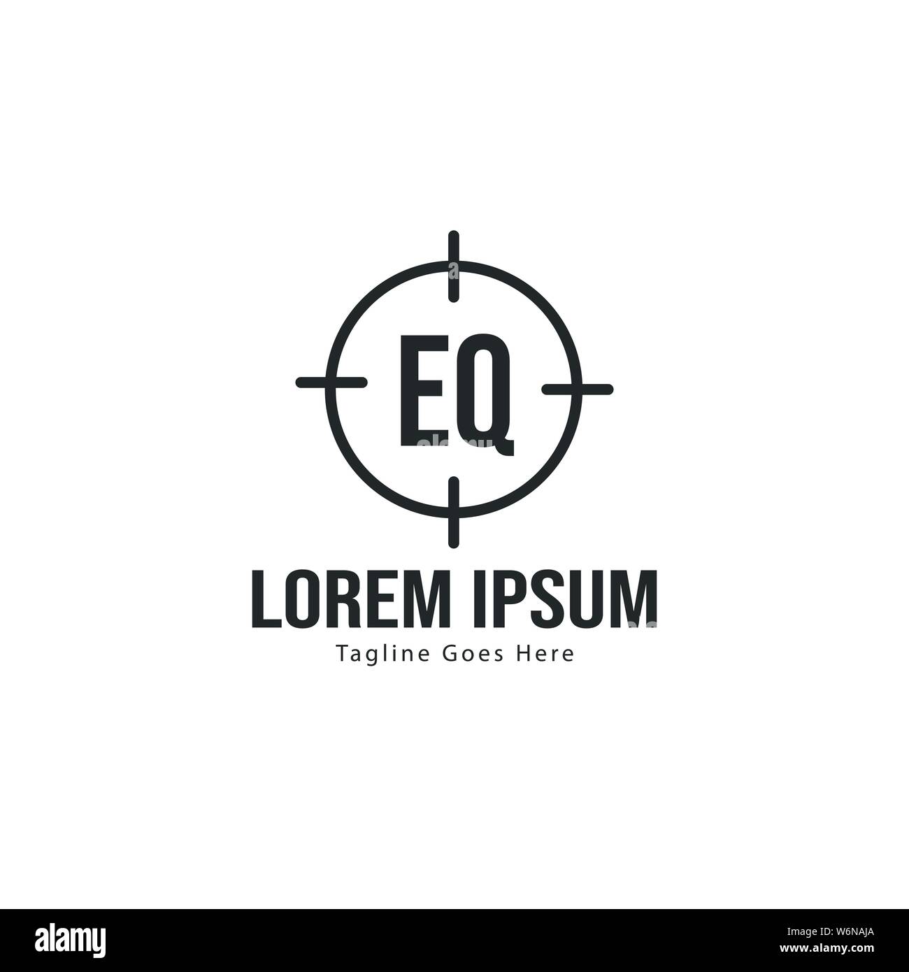 Initial EQ logo template with modern frame. Minimalist EQ letter logo ...