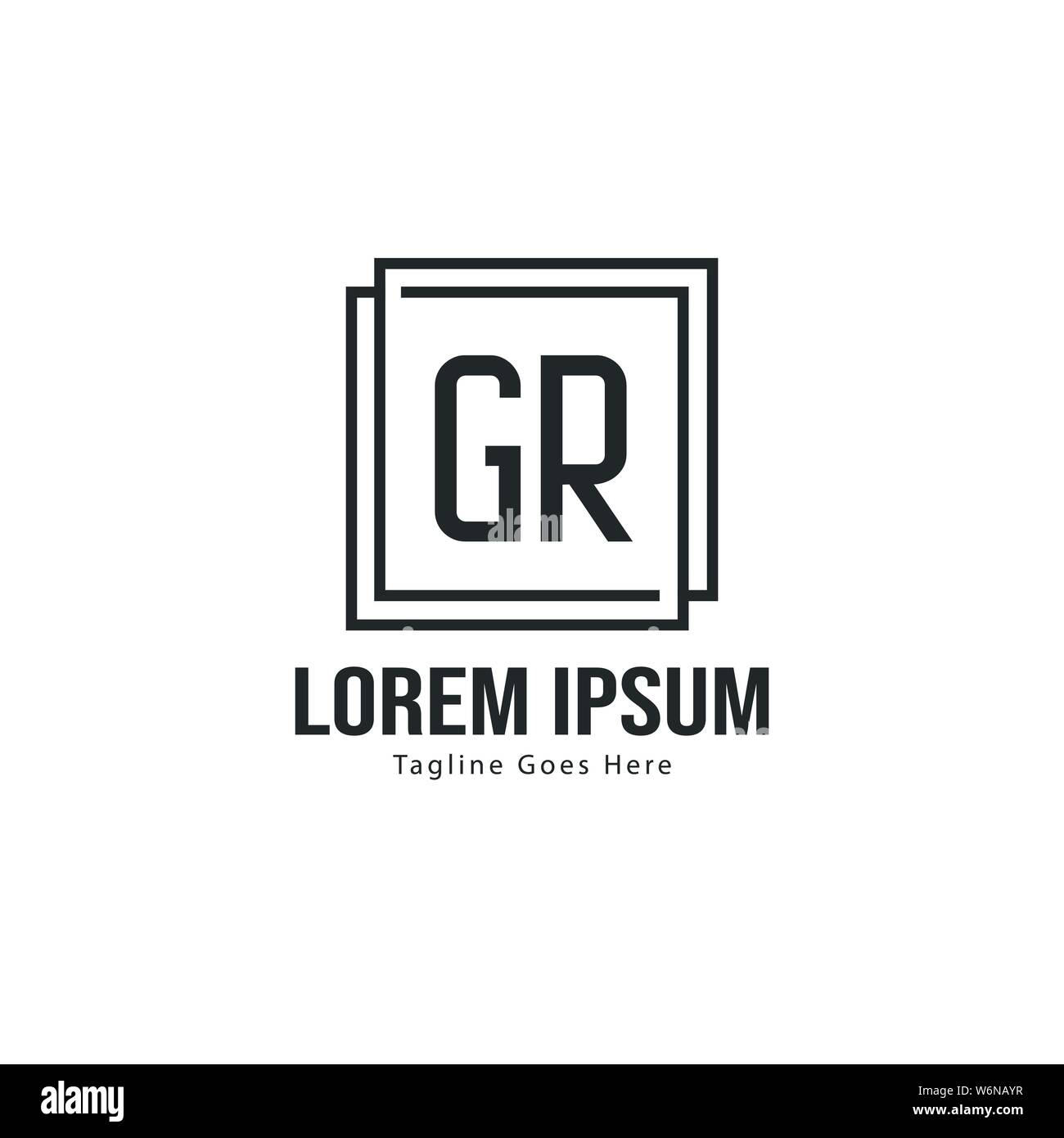 Initial GR logo template with modern frame. Minimalist GR letter logo ...