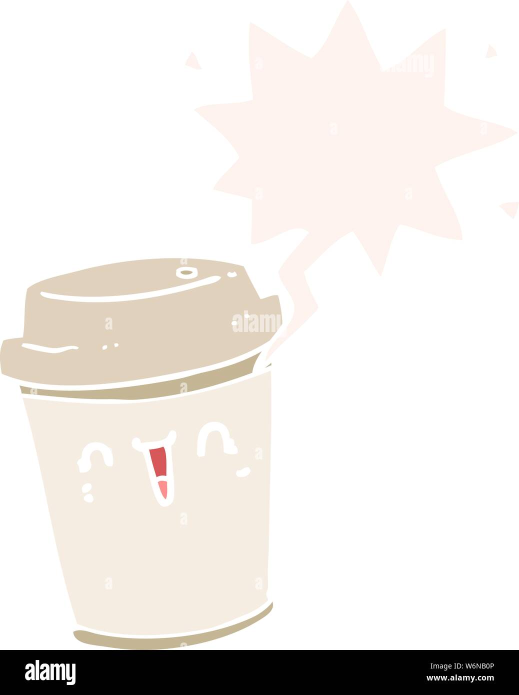 cartoon take out coffee with speech bubble in retro style Stock Vector ...