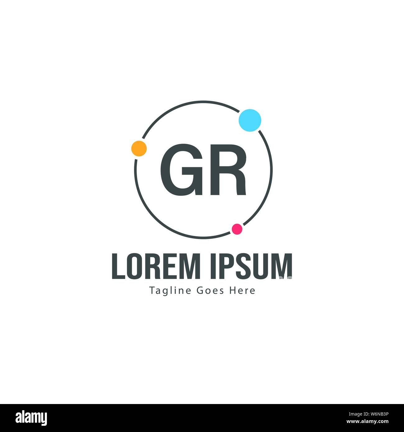 Initial GR logo template with modern frame. Minimalist GR letter logo ...